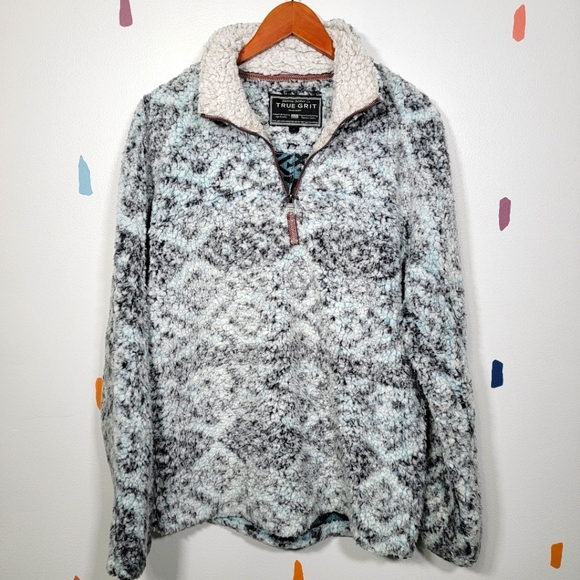 True Grit | Tops | True Grit Blue Aztec Southwestern Sherpa Pullover ...